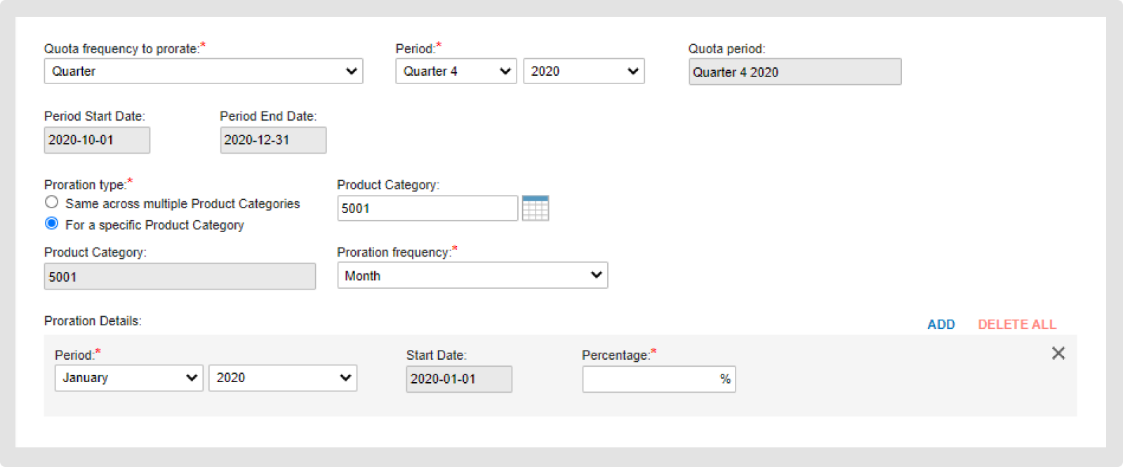 Quota Period Proration - Optymyze Apps